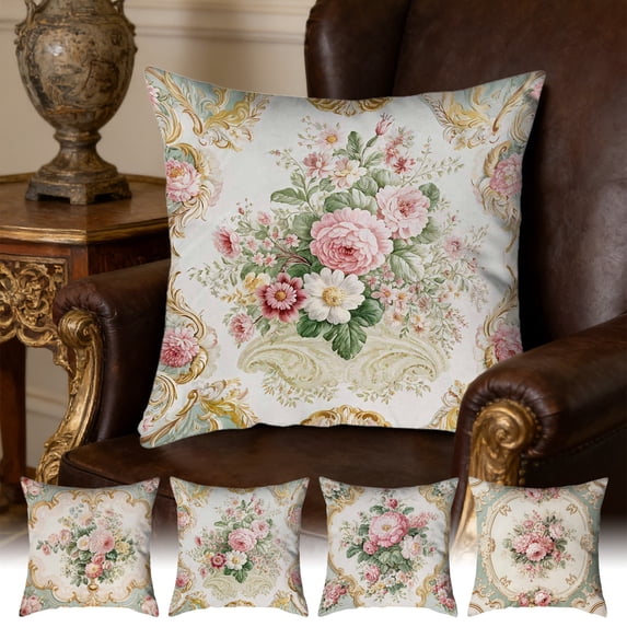 Floral Printed Pillowcase With Hidden Zipper - Soft Decorative Cushion ...