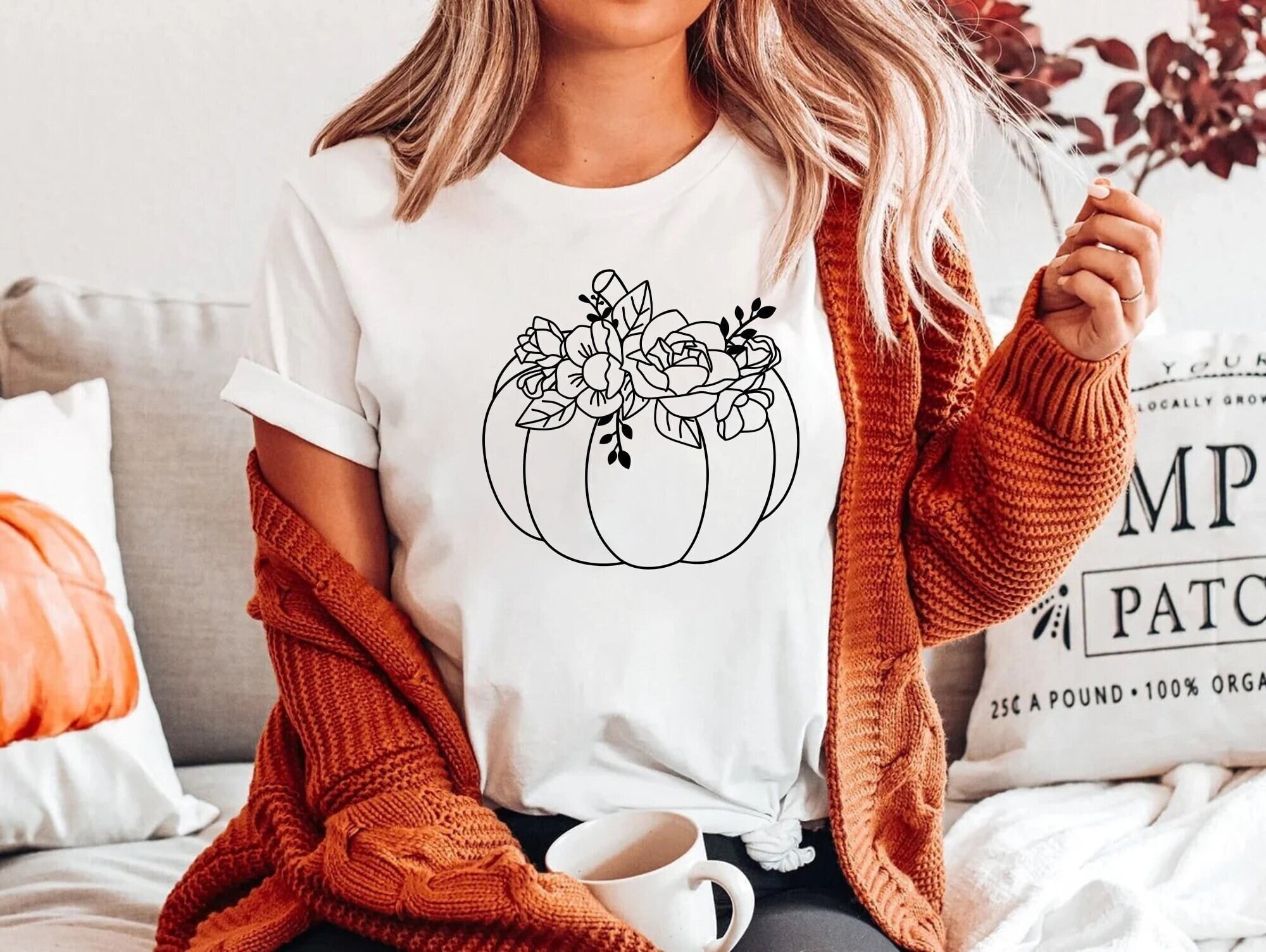 Floral Pumpkin Shirt, Halloween Top, Pumpkin Shirt, Cute Women's ...