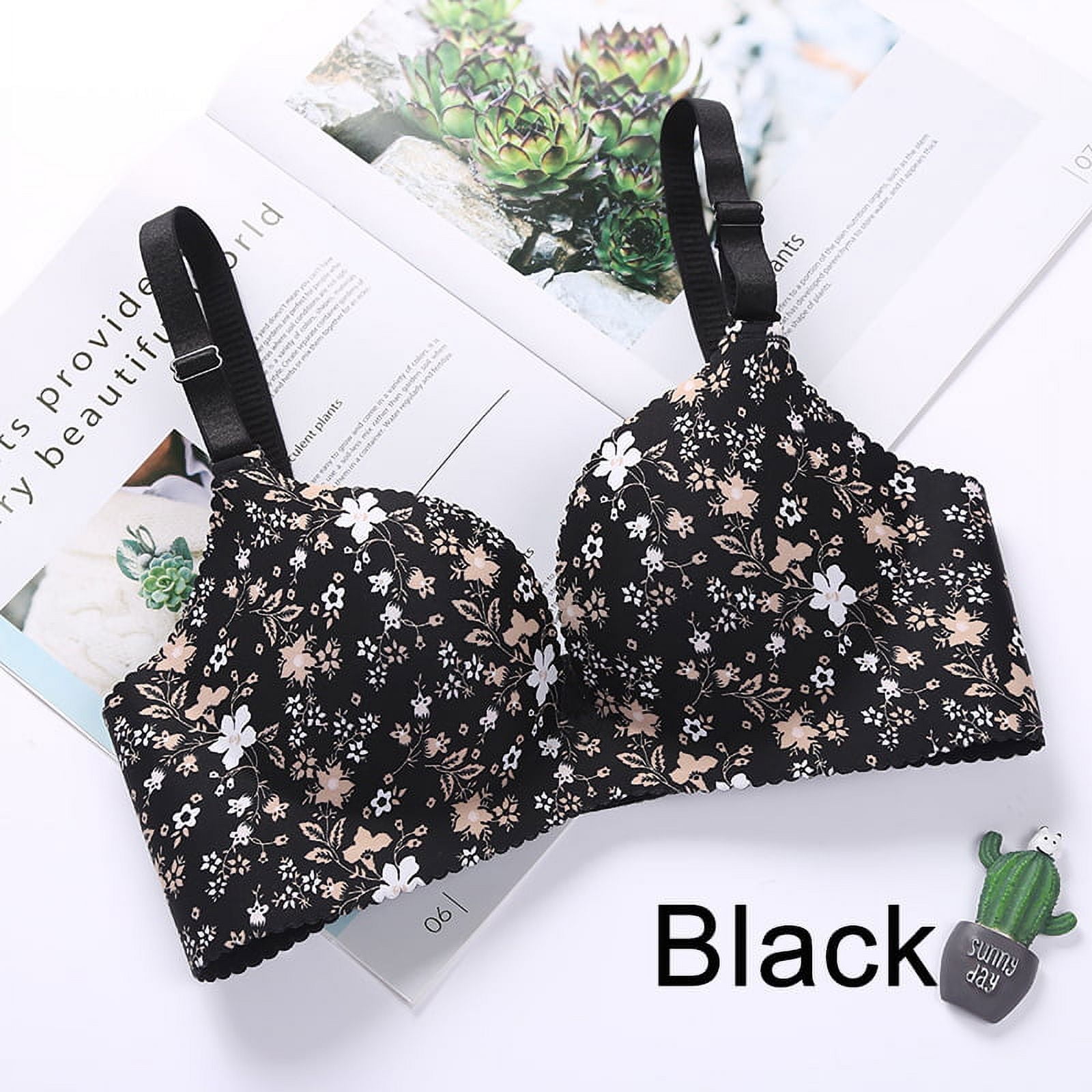 Floral Push Up Seamless Bra Sexy Lingerie Flower Print Gathered Bras ...