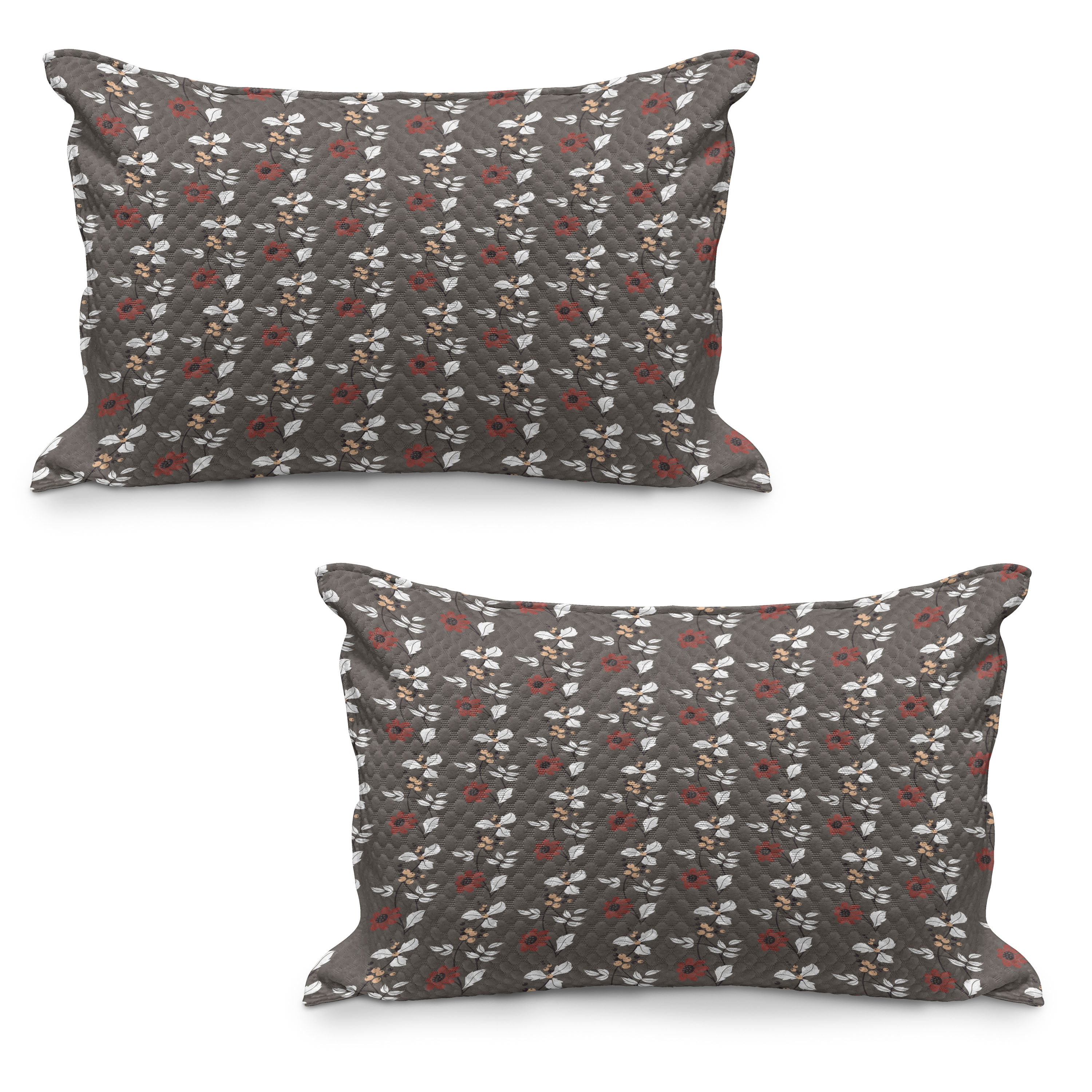 Floral Quilted Pillowcover Set of 2, Spring Nature Garden Art Pattern ...