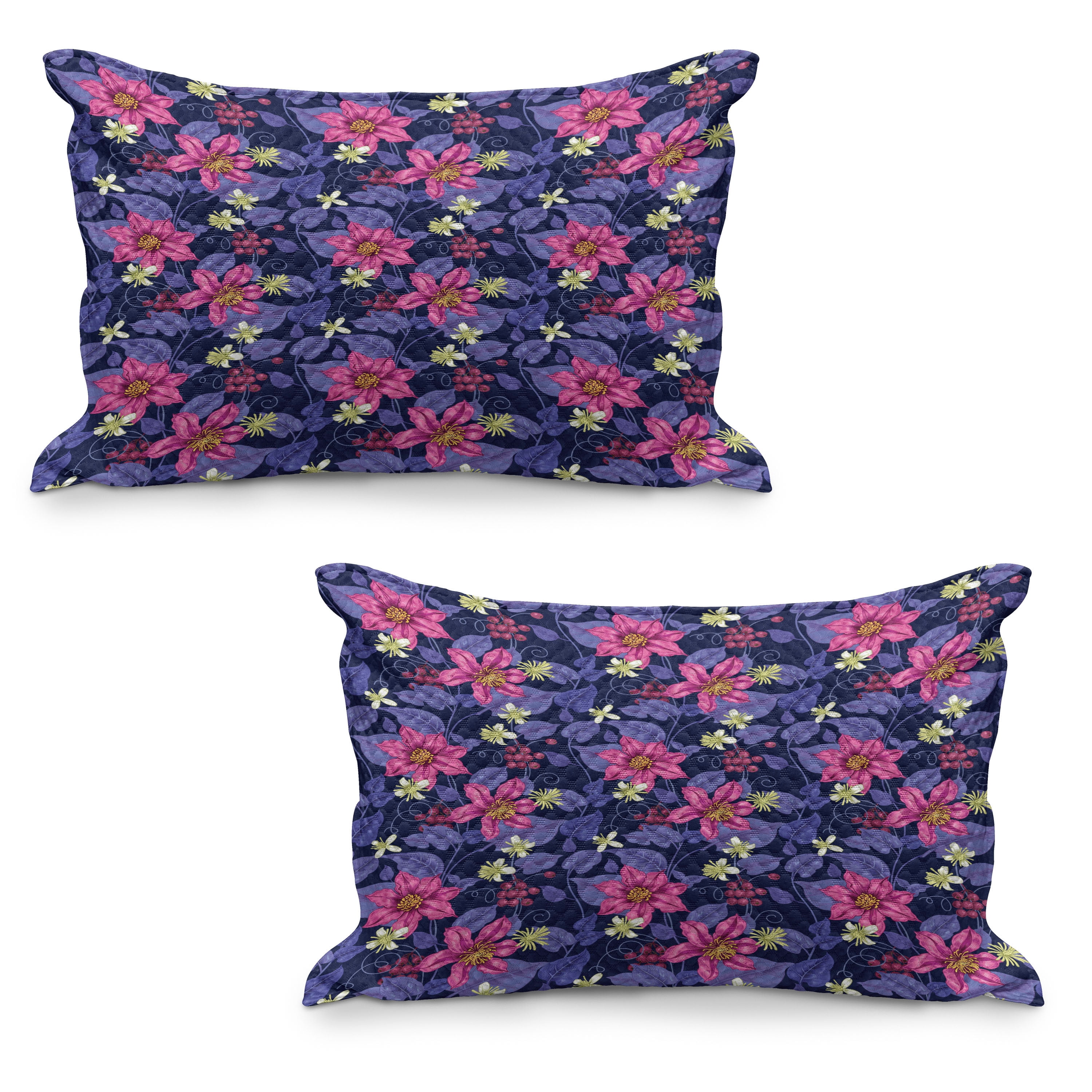 Floral Quilted Pillowcover Set of 2, Tropicana Orchids Rainforest ...