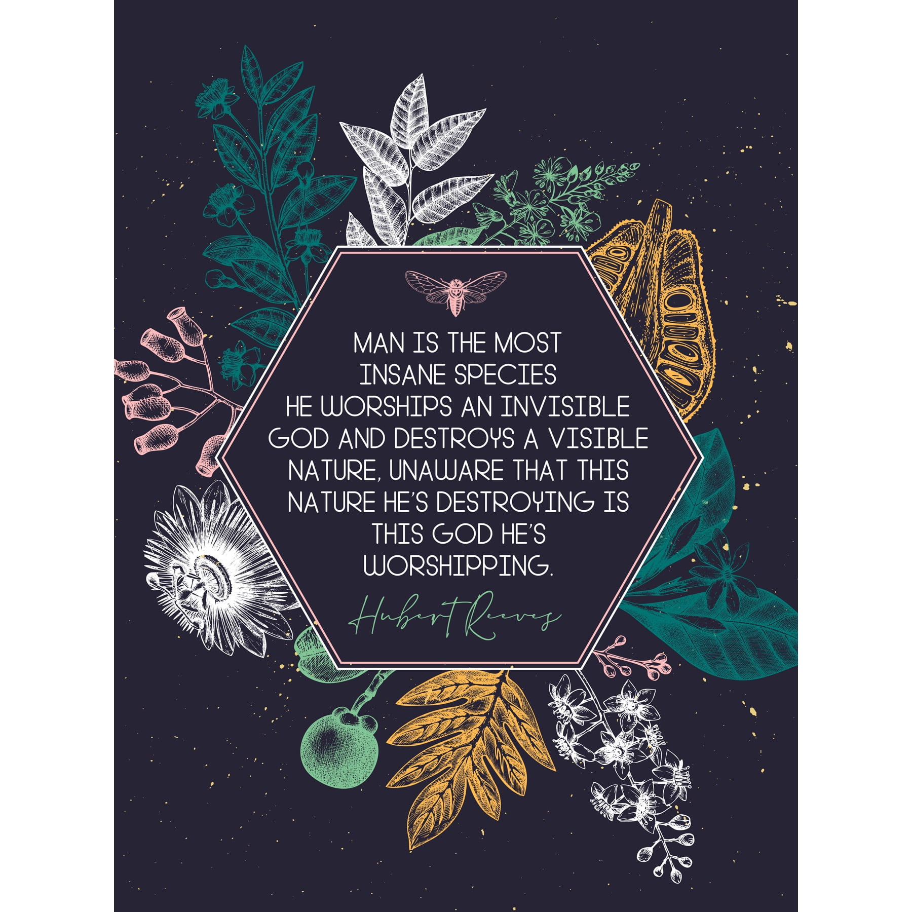 Floral Quote Hubert Reeves Invisible God Nature Extra Large XL Wall Art ...