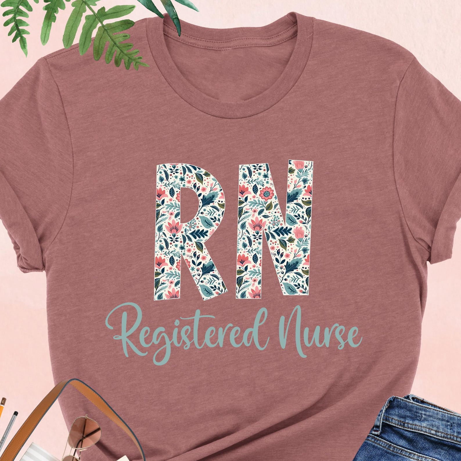 Floral RN T-Shirt for Registered Nurses, Perfect Gift for Nurse ...