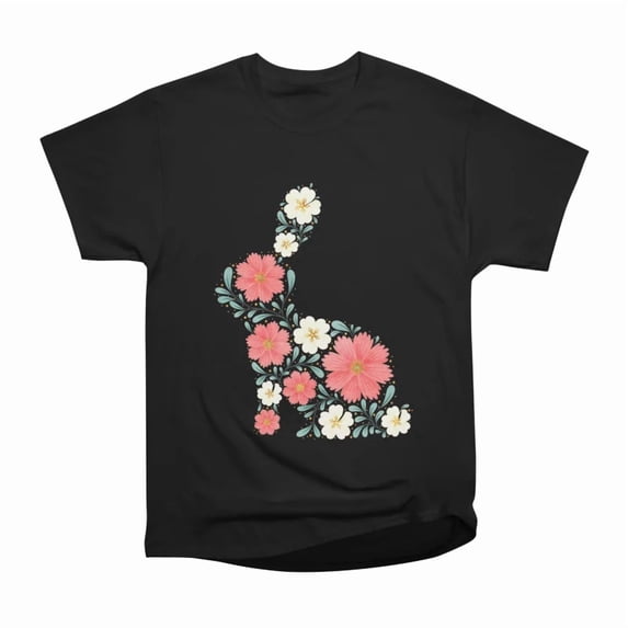 Floral Rabbit T-Shirt Tee Gift For Him Merch For Her Apparel For Friend ...