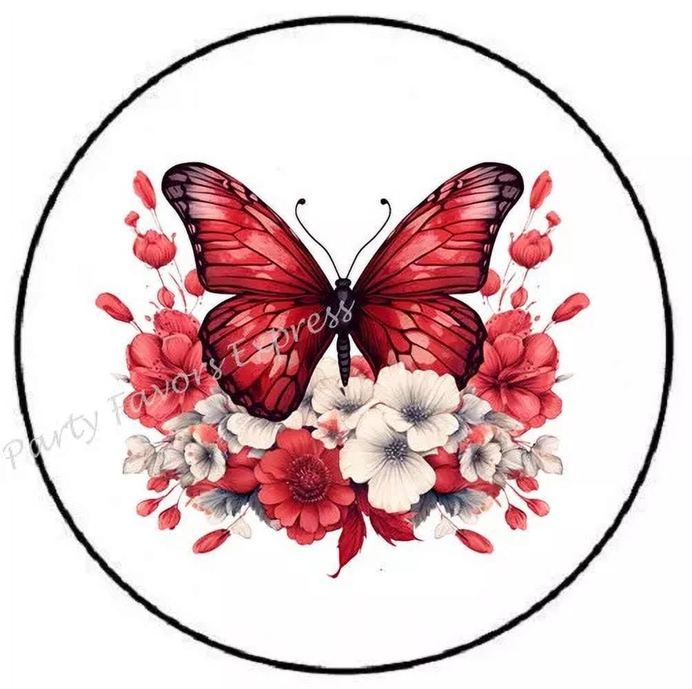Floral Red Butterfly Sticker Party Favors Sticker Envelope Seals Labels ...