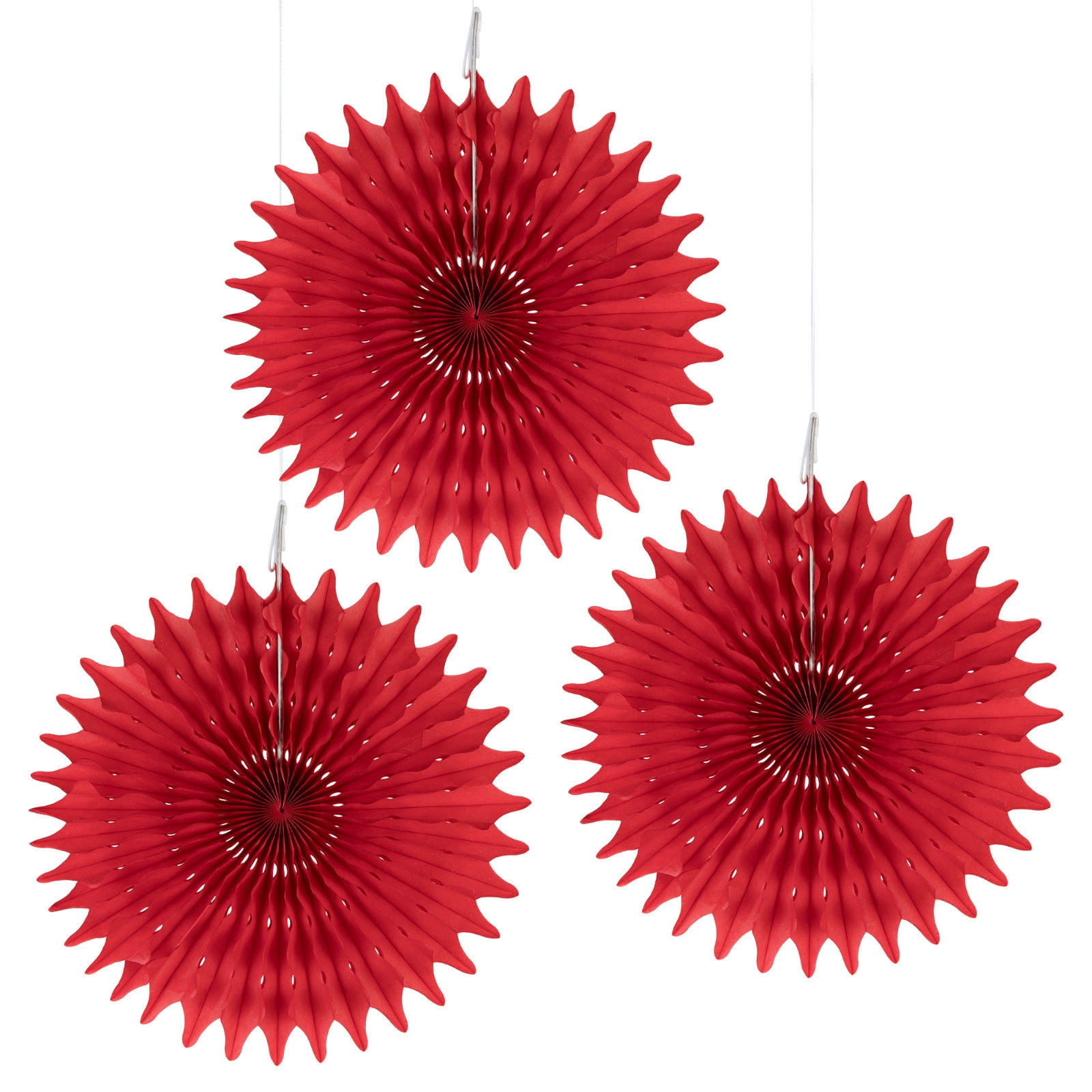 Floral Reef Set of 3 - 8" Party Paper Rosettes Fan Medallions (Red ...