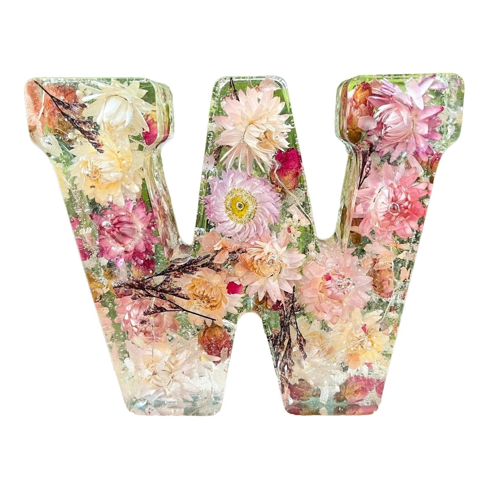 Floral Resin Night Light, Floral Resin Night Light Letter, Pressed ...