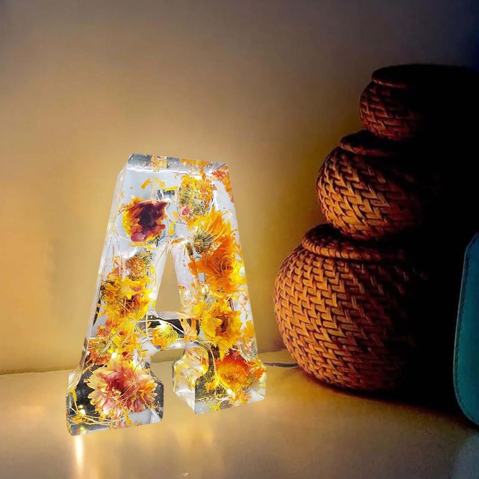 Floral Resin Night Light Letter Pressed Flower Resin Big Letters With ...