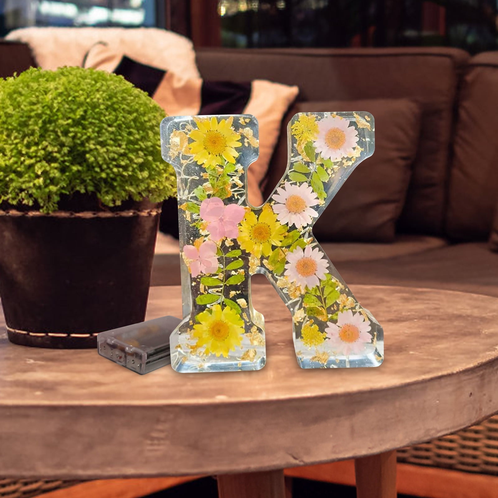 Floral Resin Night Light Pressed Flower Resin Letters with LED Light ...