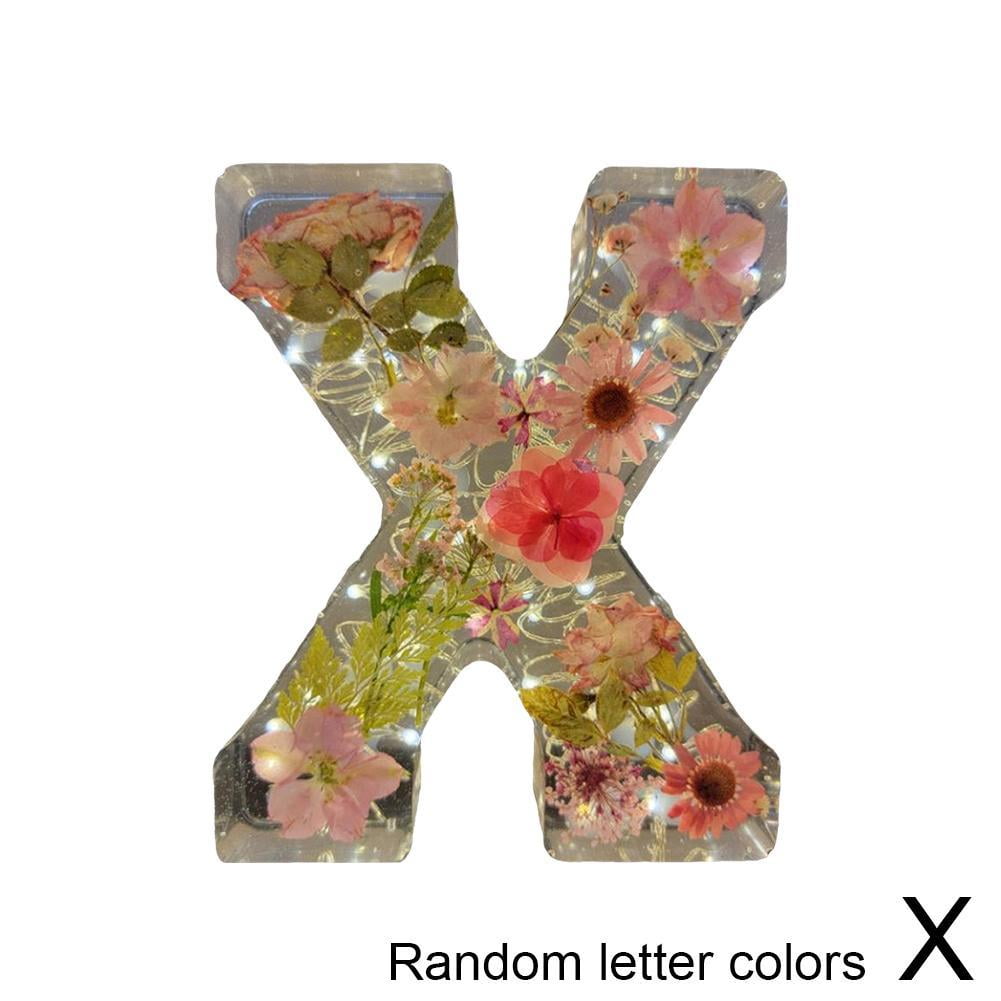 Floral Resin Night Light, Pressed Flower Resin Letters with LED Light ...