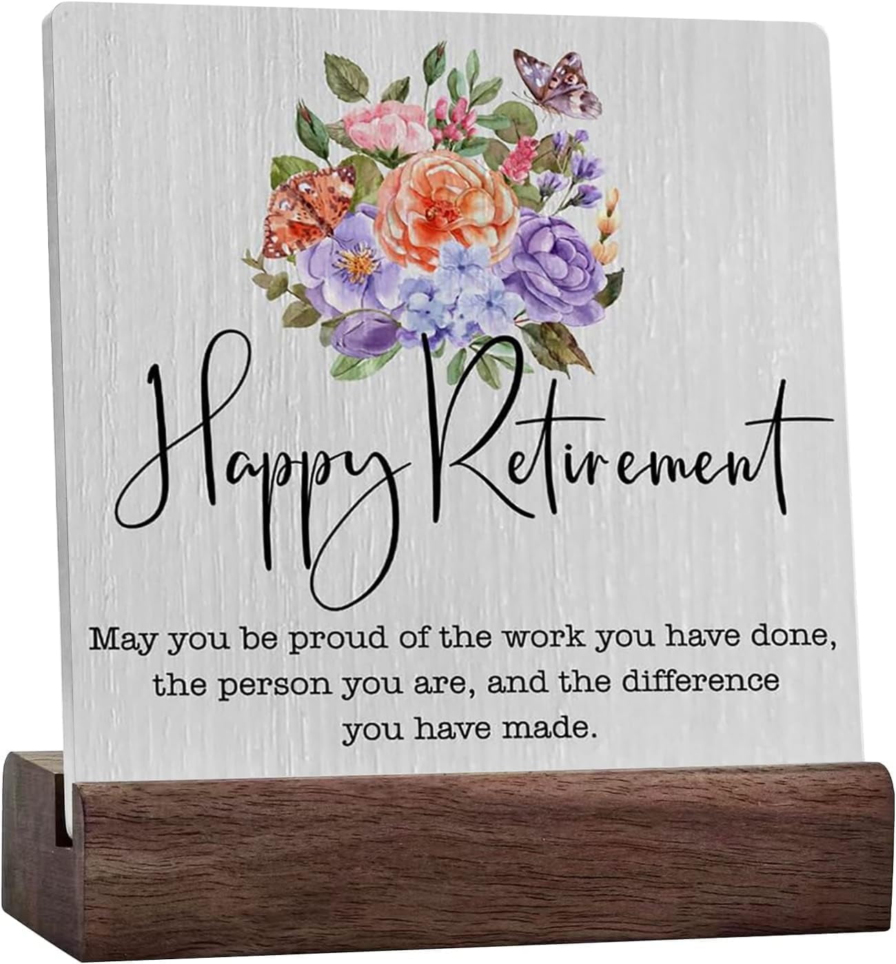 Floral Retirement Artwork Ceramic Table Sign Rustic Farmhouse Style ...