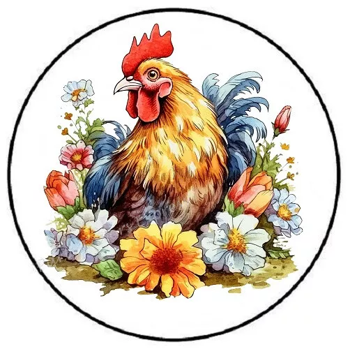 Floral Rooster Sticker Party Favors Sticker Envelope Seals Labels ...