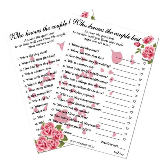 Floral Roses Who Knows The Couple Best, Wedding, Bridal Shower ...