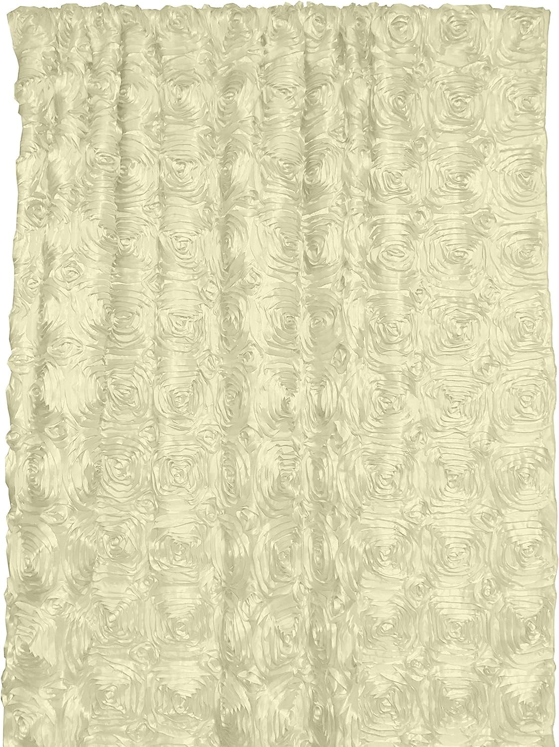 Floral Rosette Flower Textured Curtain Panel 54 Inch Wide/Wedding ...