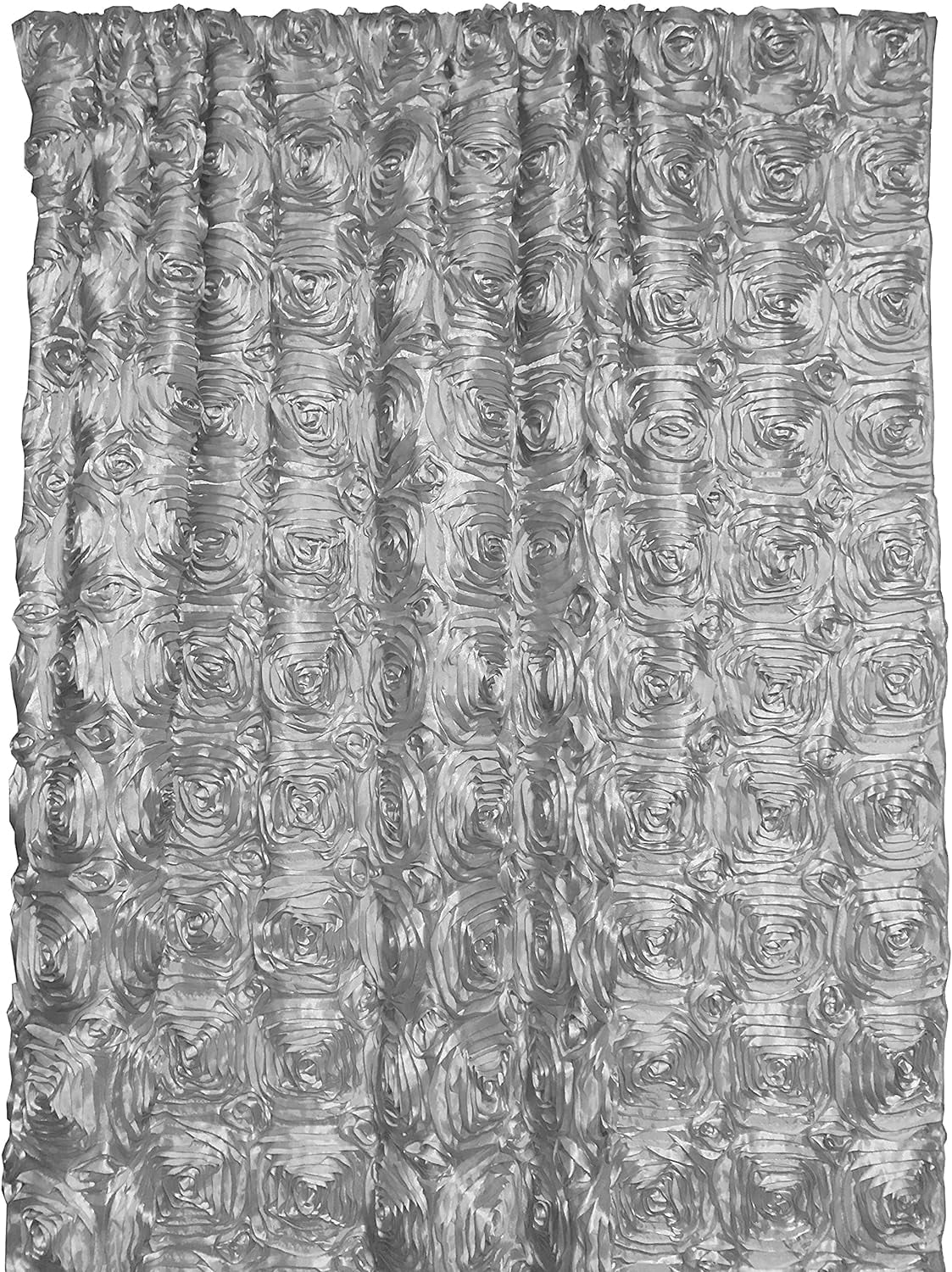 Floral Rosette Flower Textured Curtain Panel 54 Inch Wide/Wedding ...