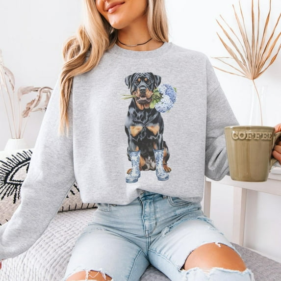 Floral Rottweiler Sweatshirt, Rottie Toile Sweater, Chinoiserie ...