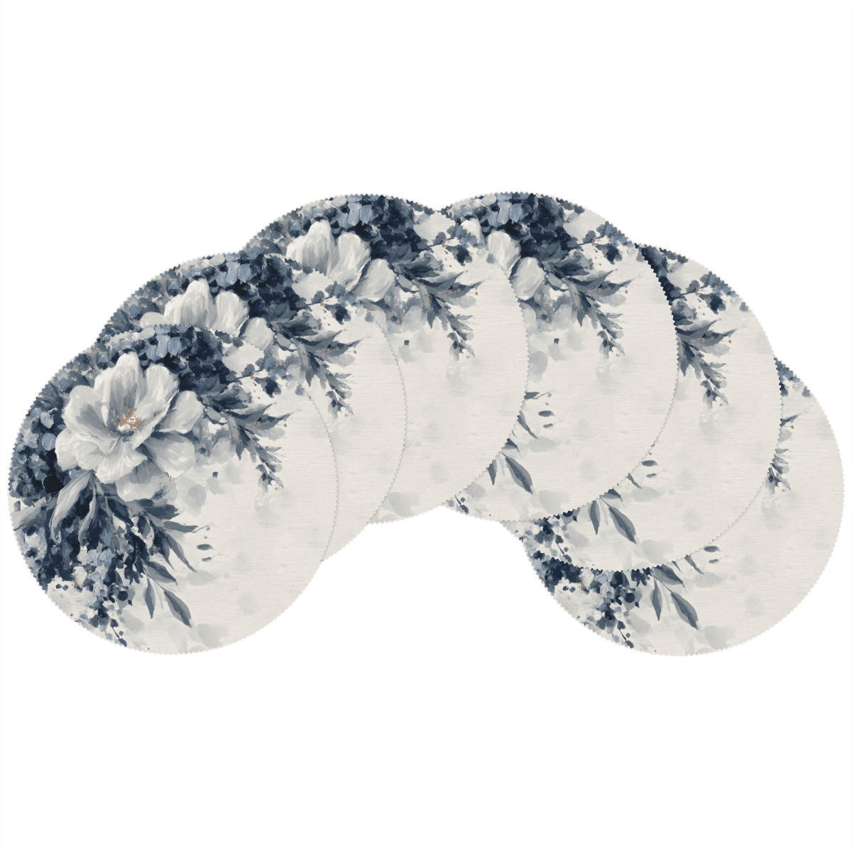 Floral Round Place Mats Set of 4,15.35 Inch Washable Place Mats ...