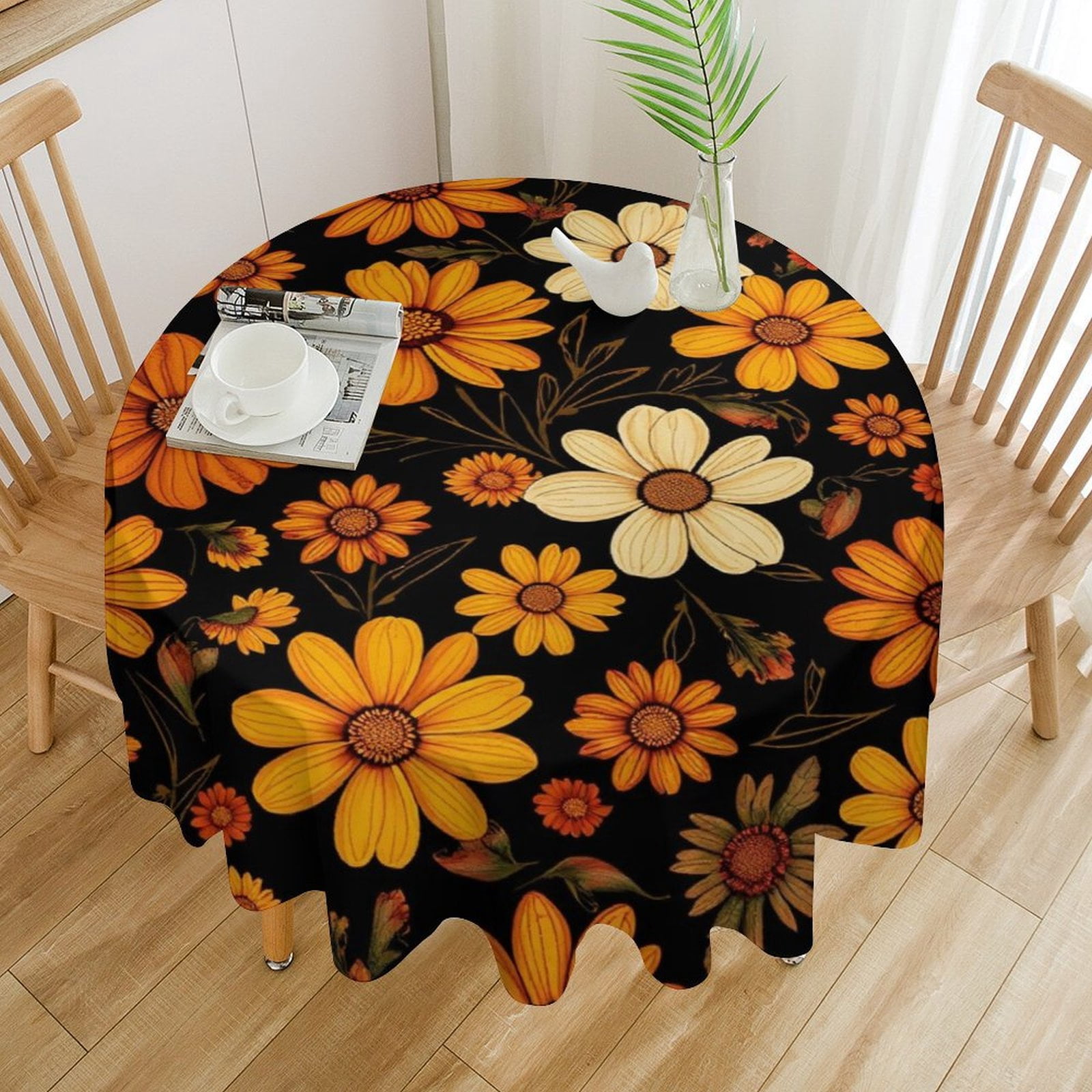 Floral Round Polyester Tablelcoth Circular Table Cover,Multi-purpose ...
