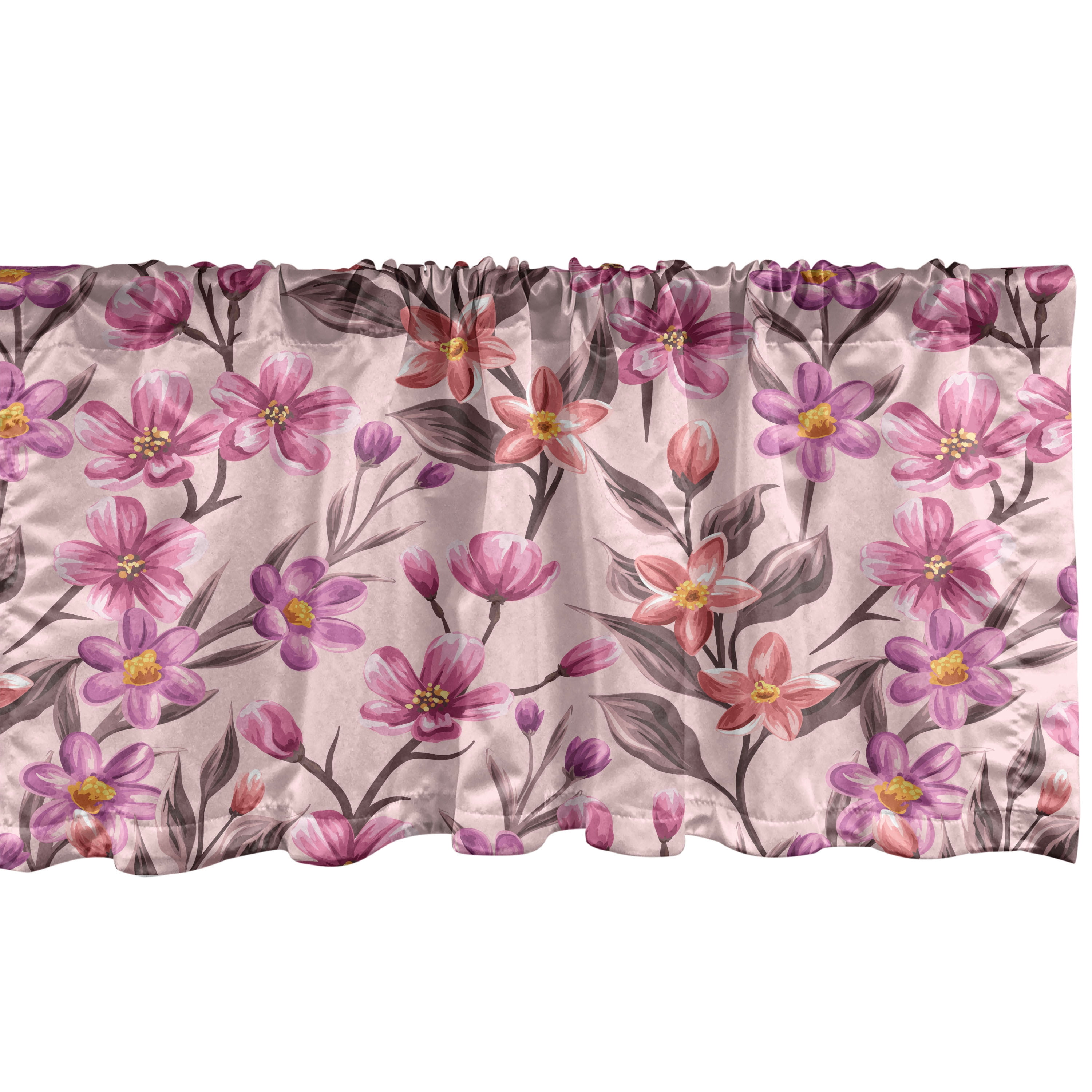 Floral Scene Window Valance, Japanese Inspirations Spring Flowers Boho ...