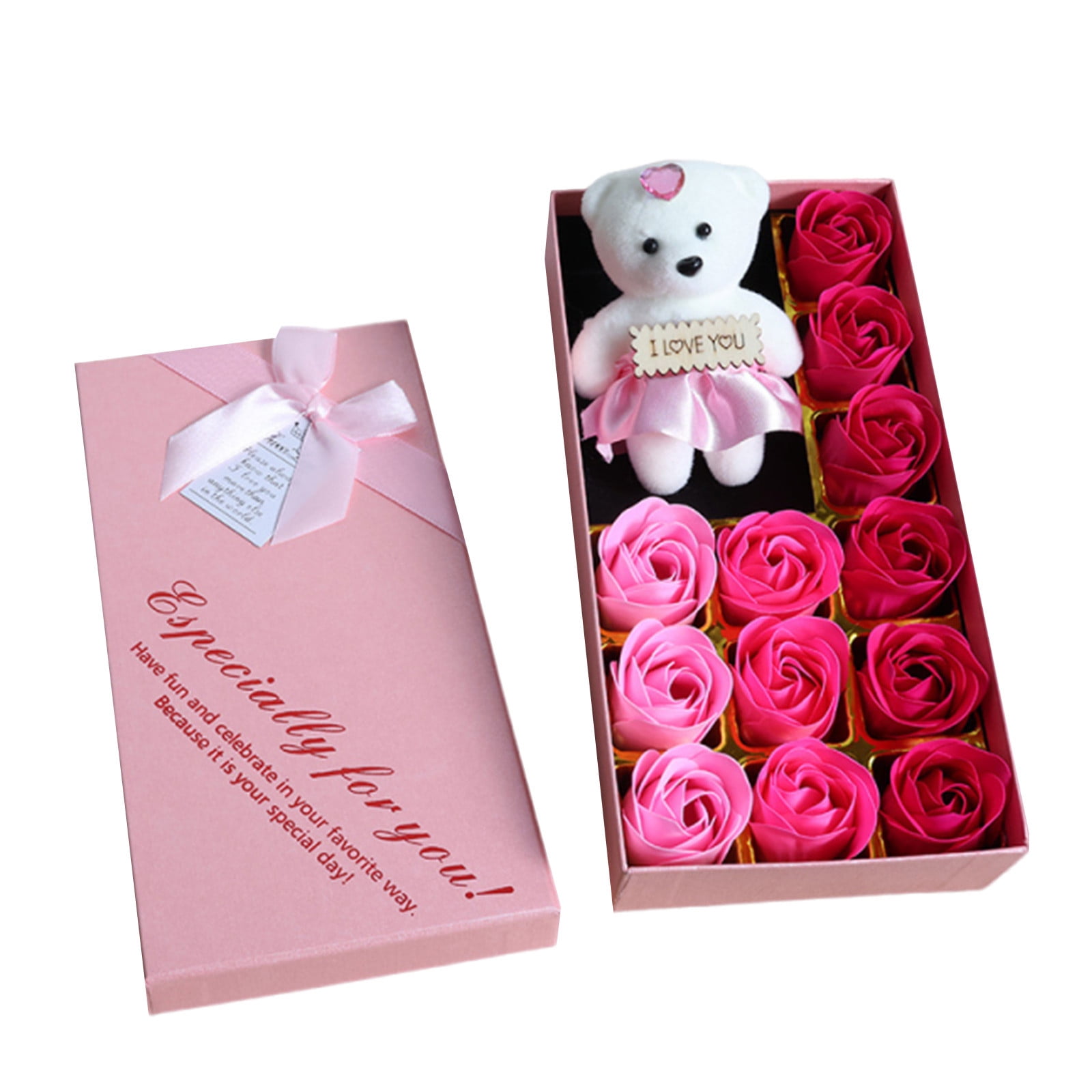 Floral Scented Bath Soap 12 Pcs Rose Flower Petals With Bear Doll ...