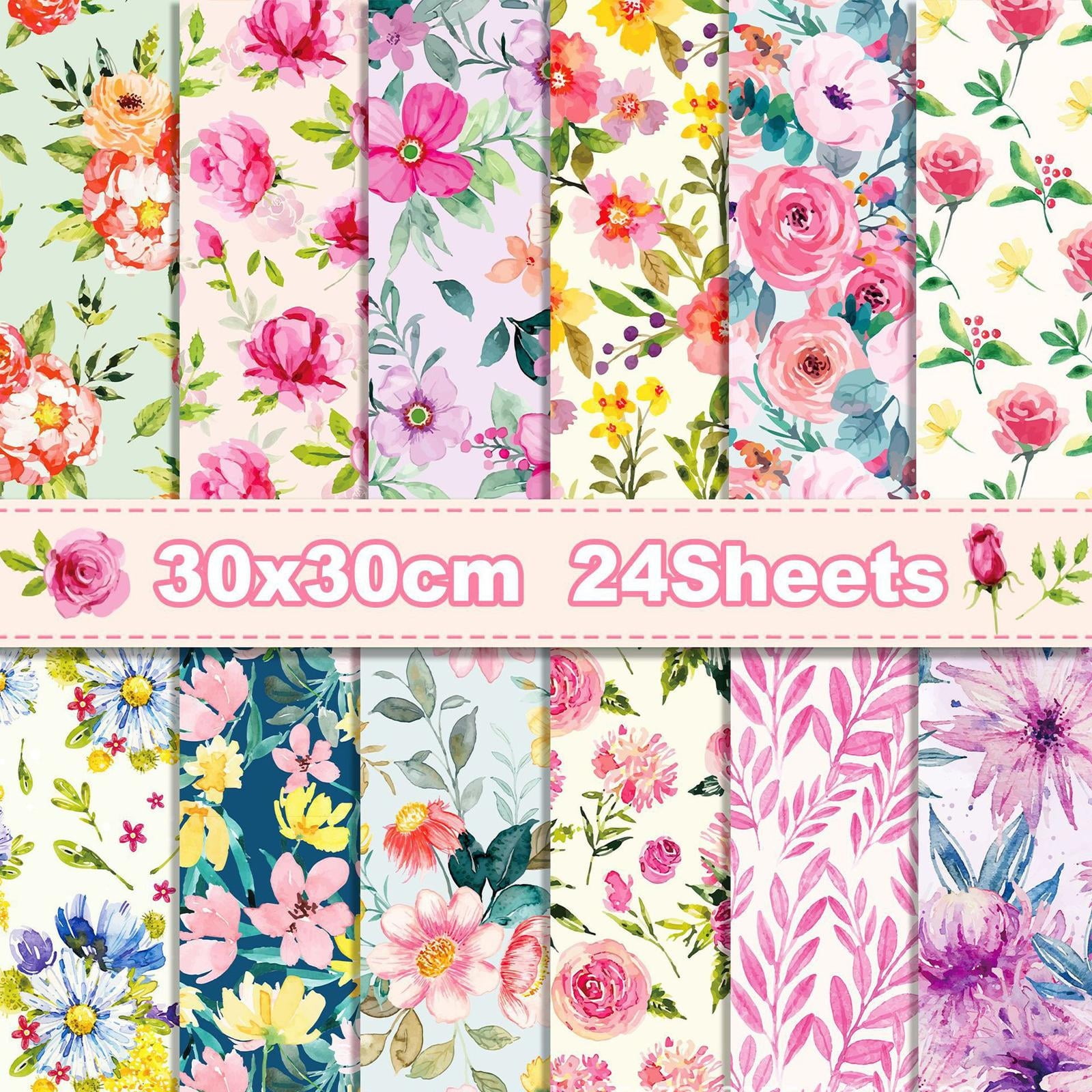 Floral Scrapbook Paper, 12'' x 12'' Double Sided 72 Sheets Decorative ...