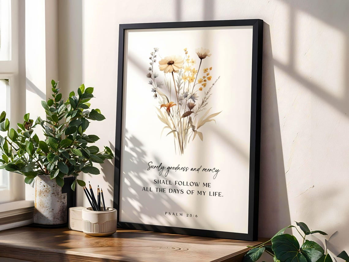Floral Scripture Poster Wildflower Christian Wall Art for Bright and ...