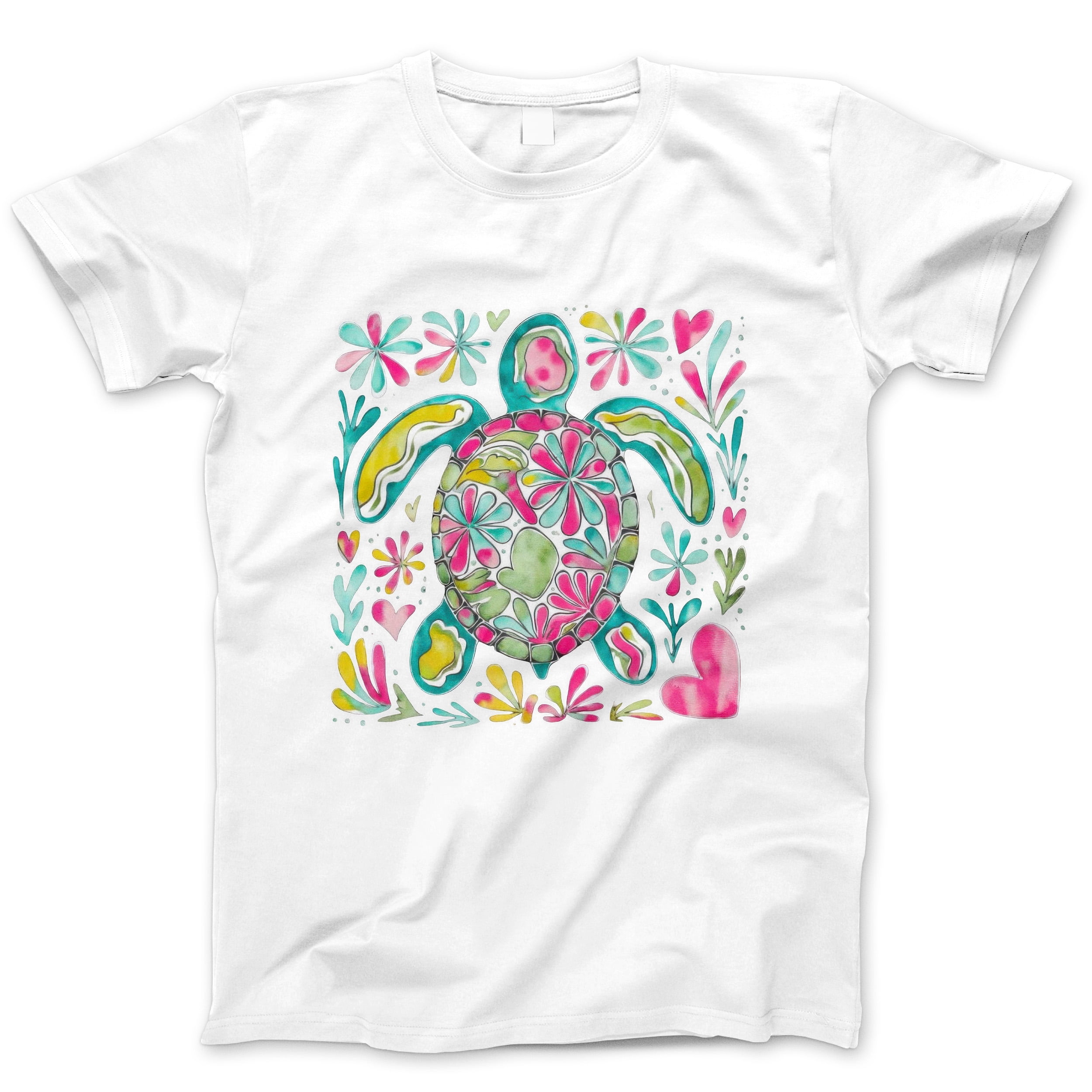Floral Sea Turtle T-Shirt – Colorful Watercolor Turtle Graphic Tee ...