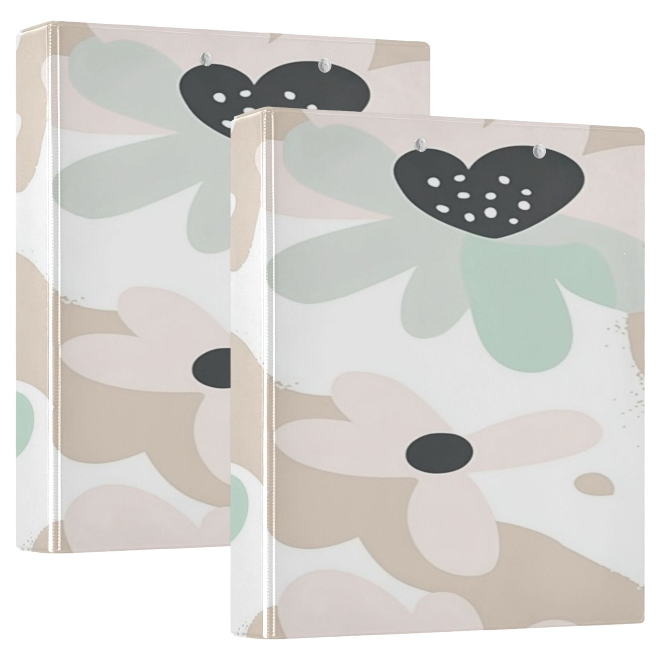 Floral Seamless Pattern 12.4x10.6in PVC Round Ring Binder, D-Ring 3 ...