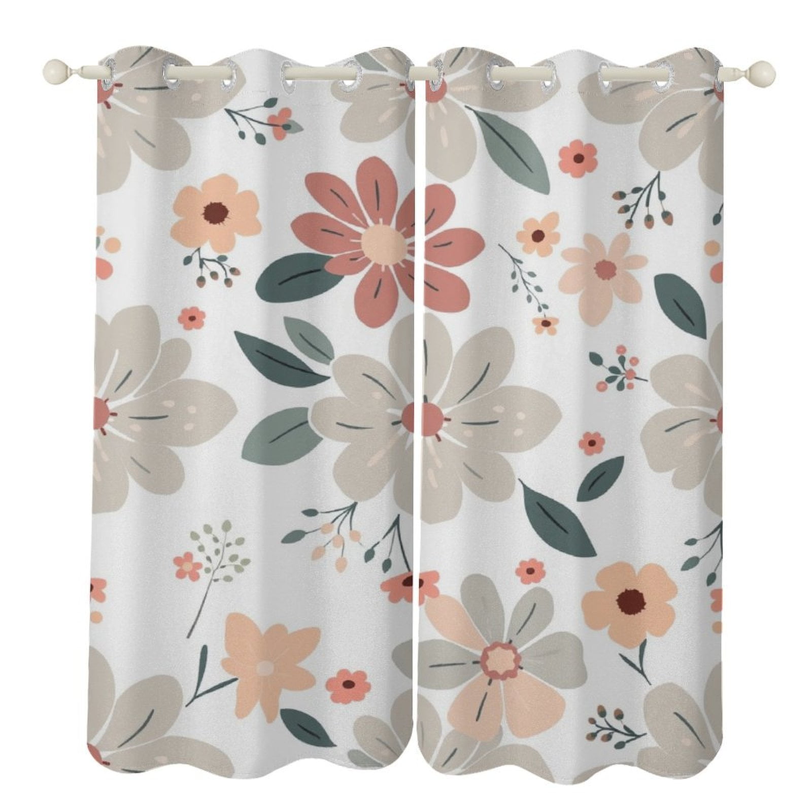 Floral Seamless Pattern Curtains Outdoor Decor Curtain Panels With ...