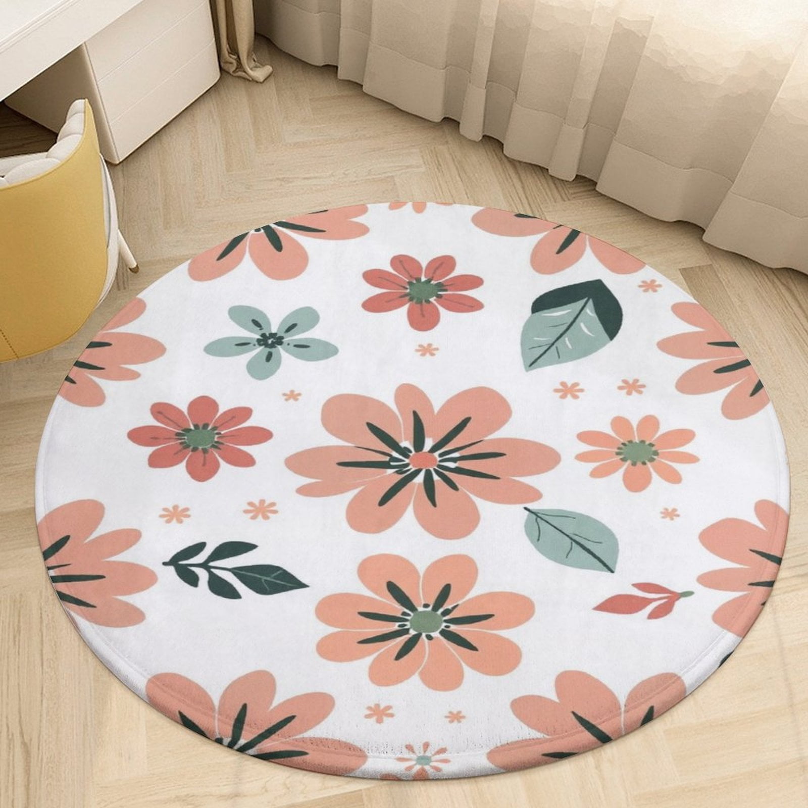 Floral Seamless Pattern Round Carpets Modern Living Room Ration Rugs ...