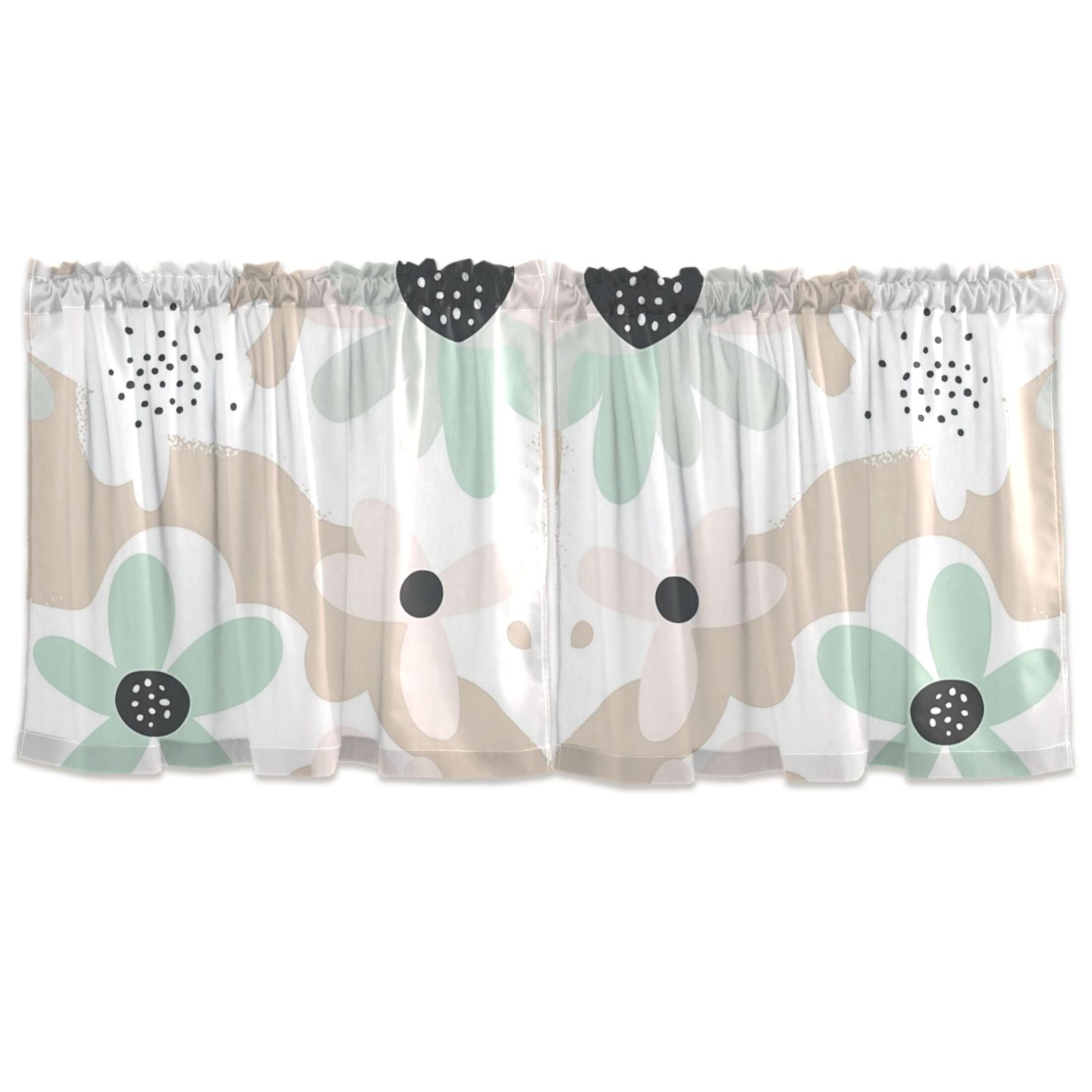 Floral Seamless Pattern Tier Curtains for Kitchen 57x36 Inch Semi Sheer ...