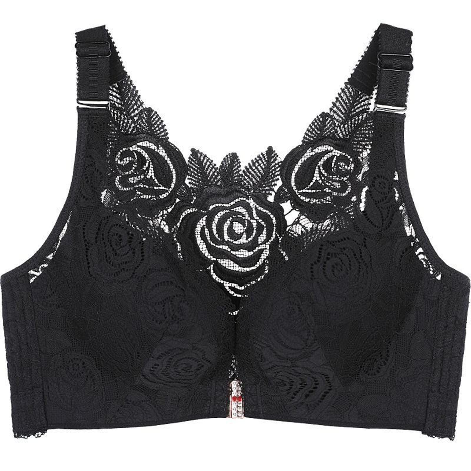 Floral Secrets Comfort Rose Bra, Front Closure Lace Comfy No Wire Bras ...