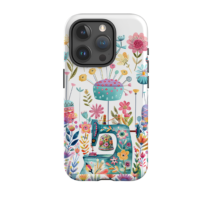 Floral Sewing Machine Phone Case Compatible with iPhone 11 to 16 Pro ...
