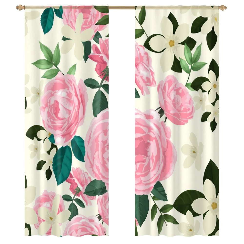 Floral Sheer Window Curtains for Living Room Kitchen Bedroom Tulle ...