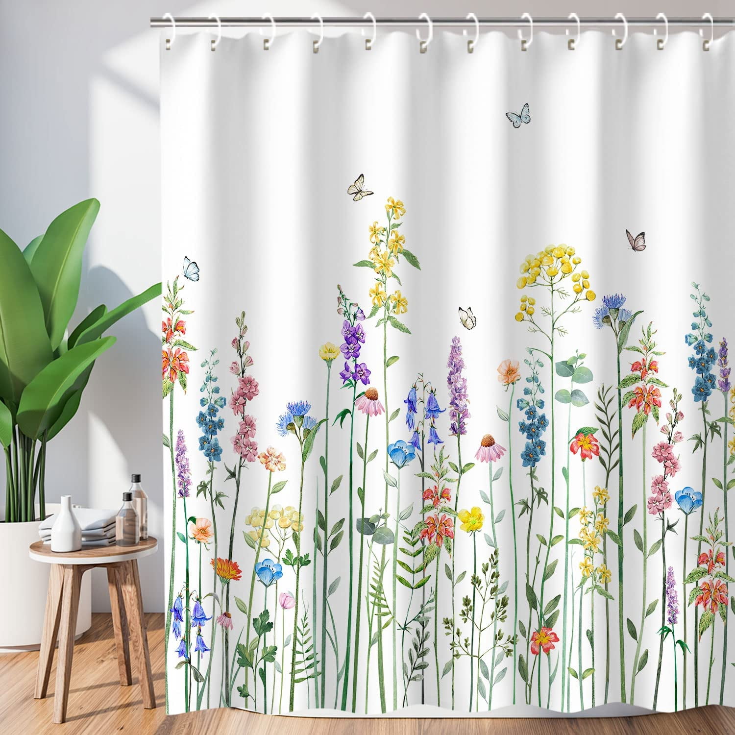 Floral Shower Curtain for Bathroom Flower Shower Curtain Watercolor ...