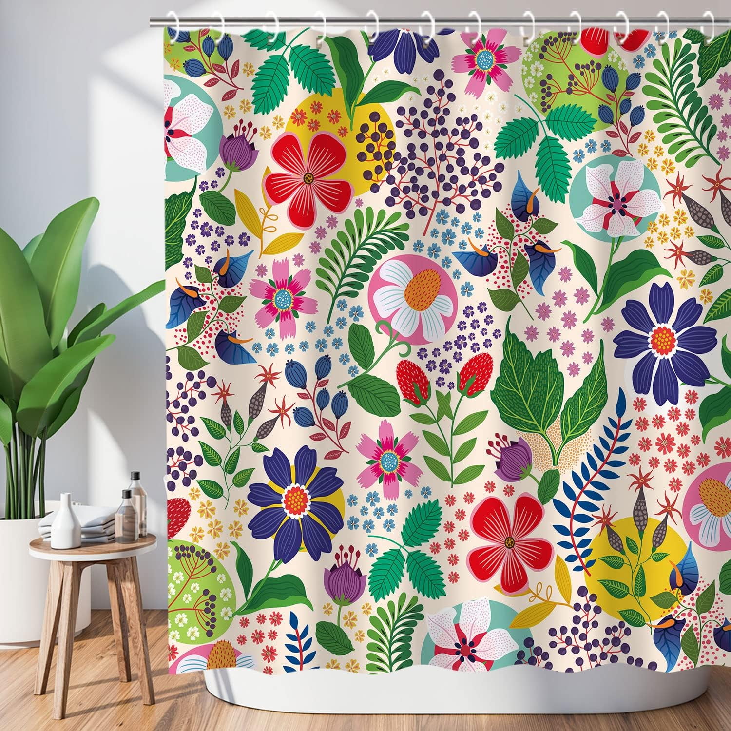 Floral Shower Curtain Colorful Shower Curtain Flower Boho Bright Unique ...