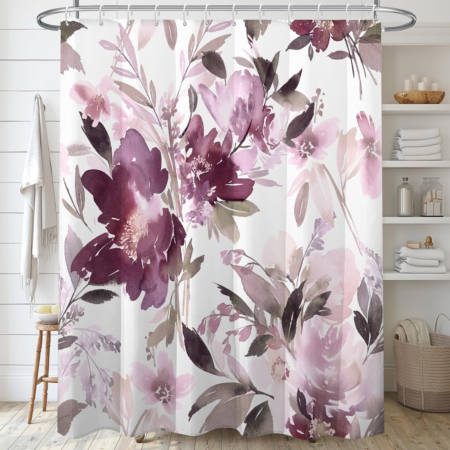 Floral Shower Curtain,Red Lush Flower Bathroom Shower Curtains ...