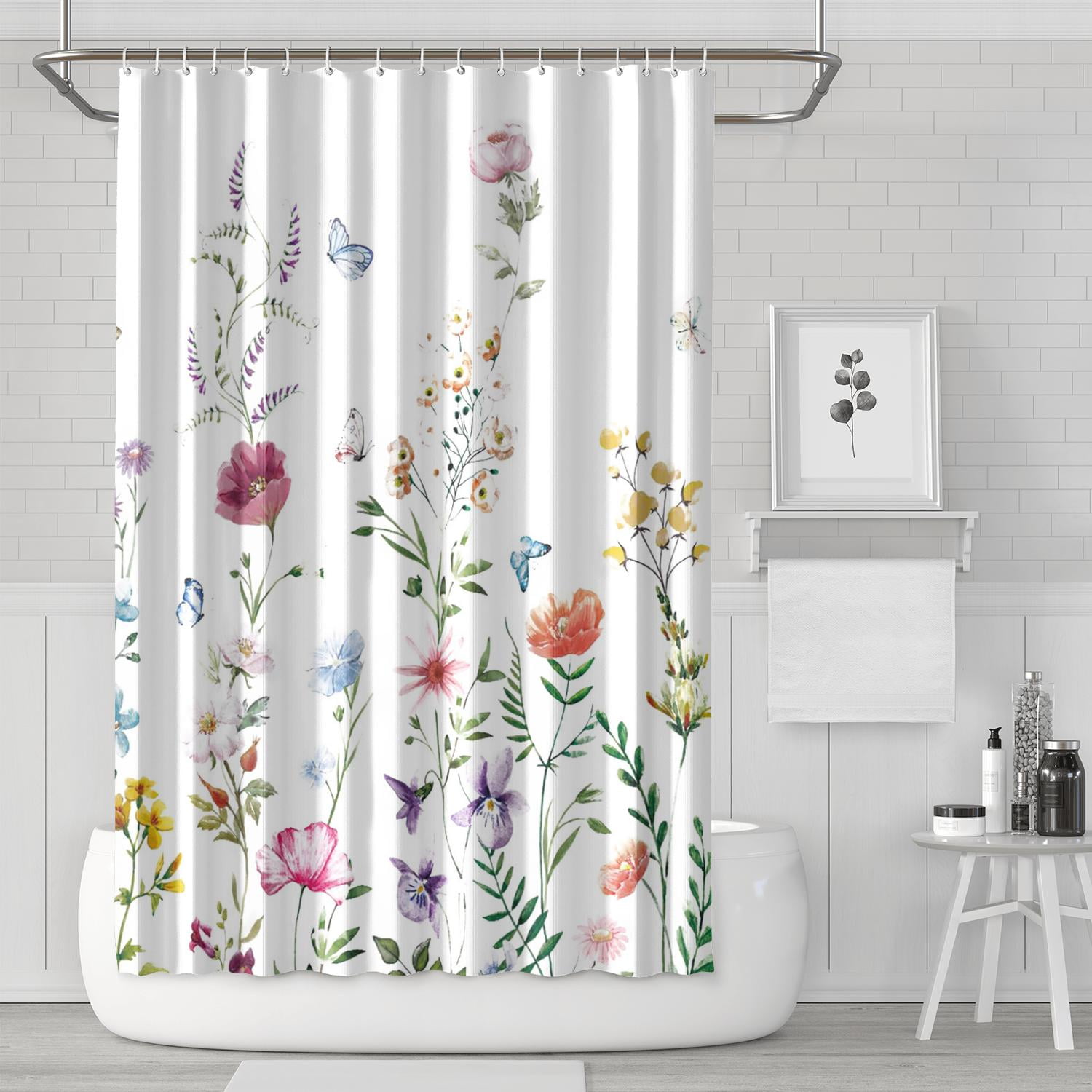 Floral Shower Curtains for Bathroom Flower Shower Curtain Watercolor ...