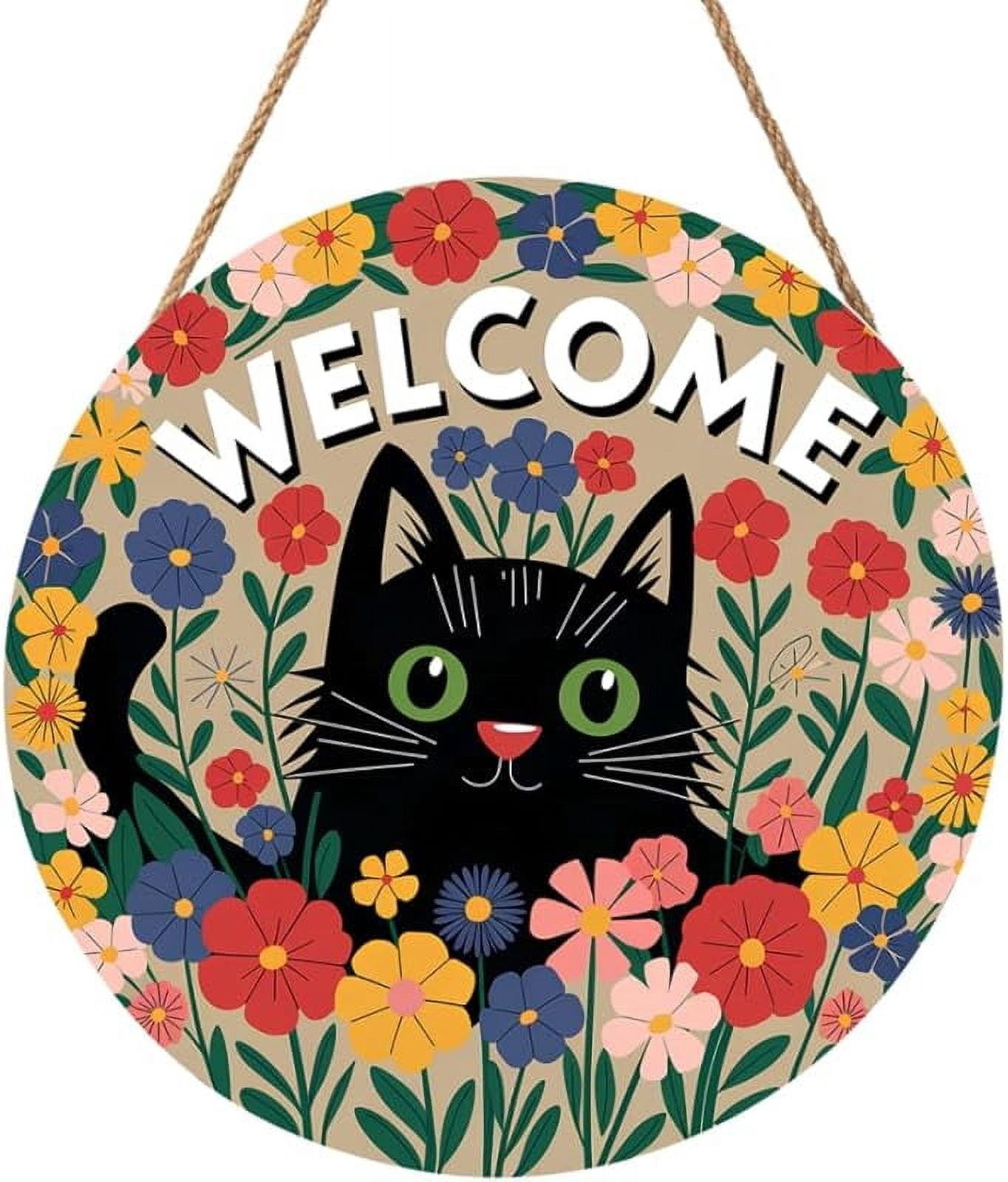 Floral Sign Round Spring Summer Welcome Wood 12 X 12 Inch Round Wall ...