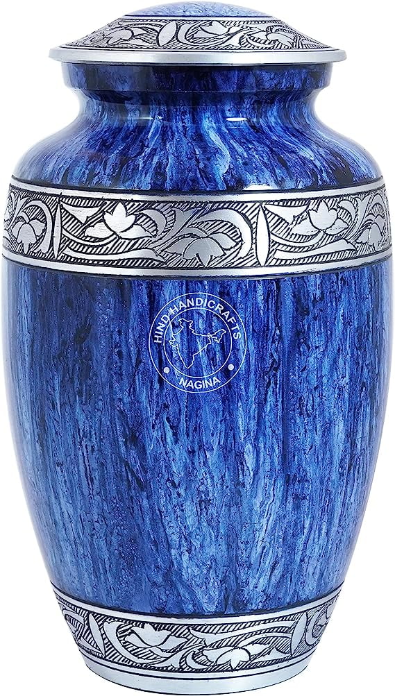 Floral Silver Engraved Cremation Urn for Human Ashes Adult Funeral Urn ...