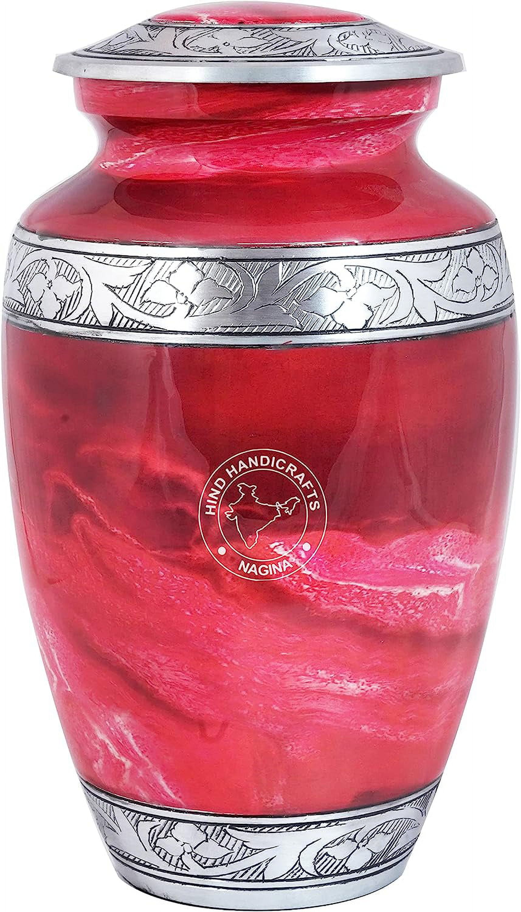 Floral Silver Engraved Cremation Urn for Human Ashes Adult ...