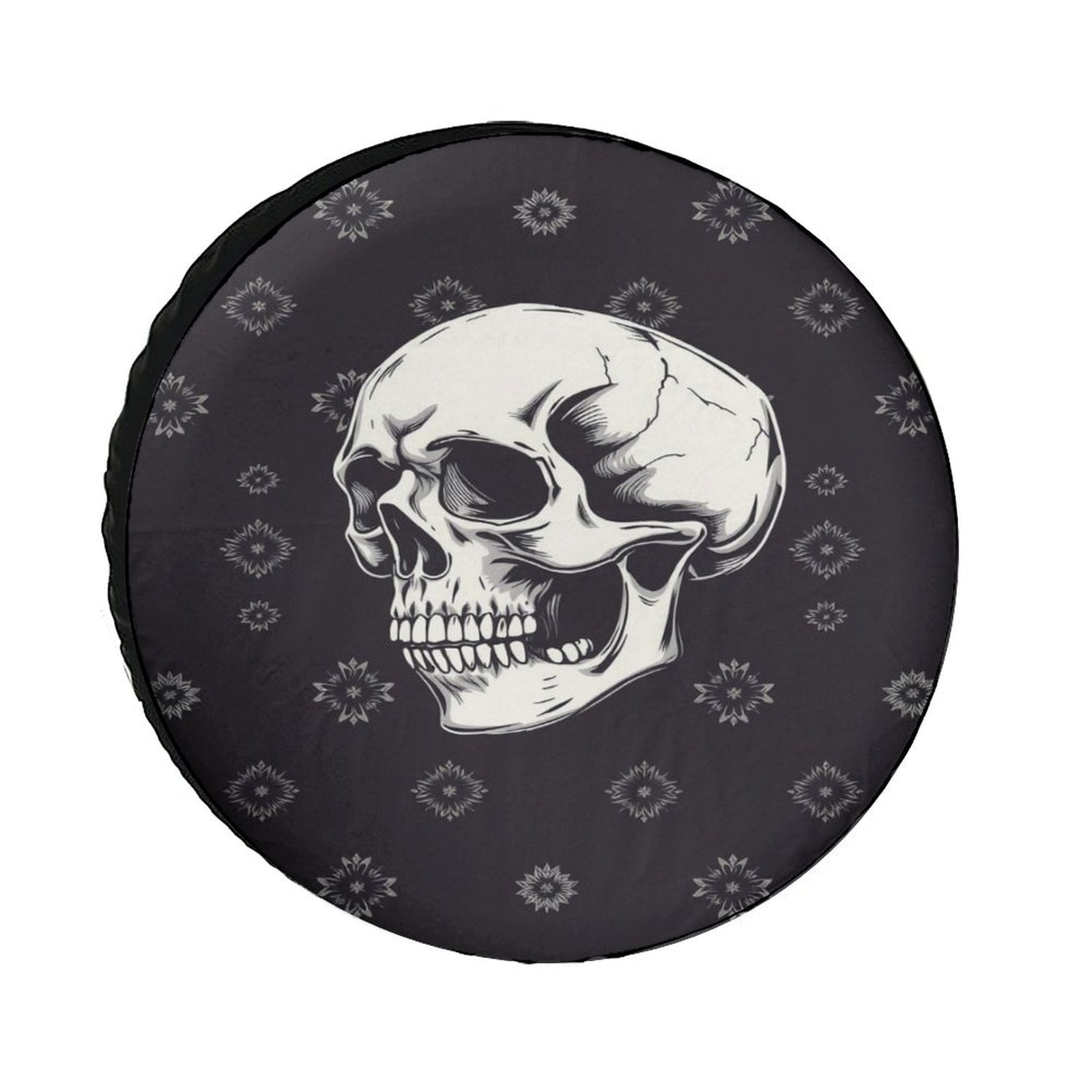 Floral Skull Background Design Spare Tire Cover Universal Wheel Tire ...