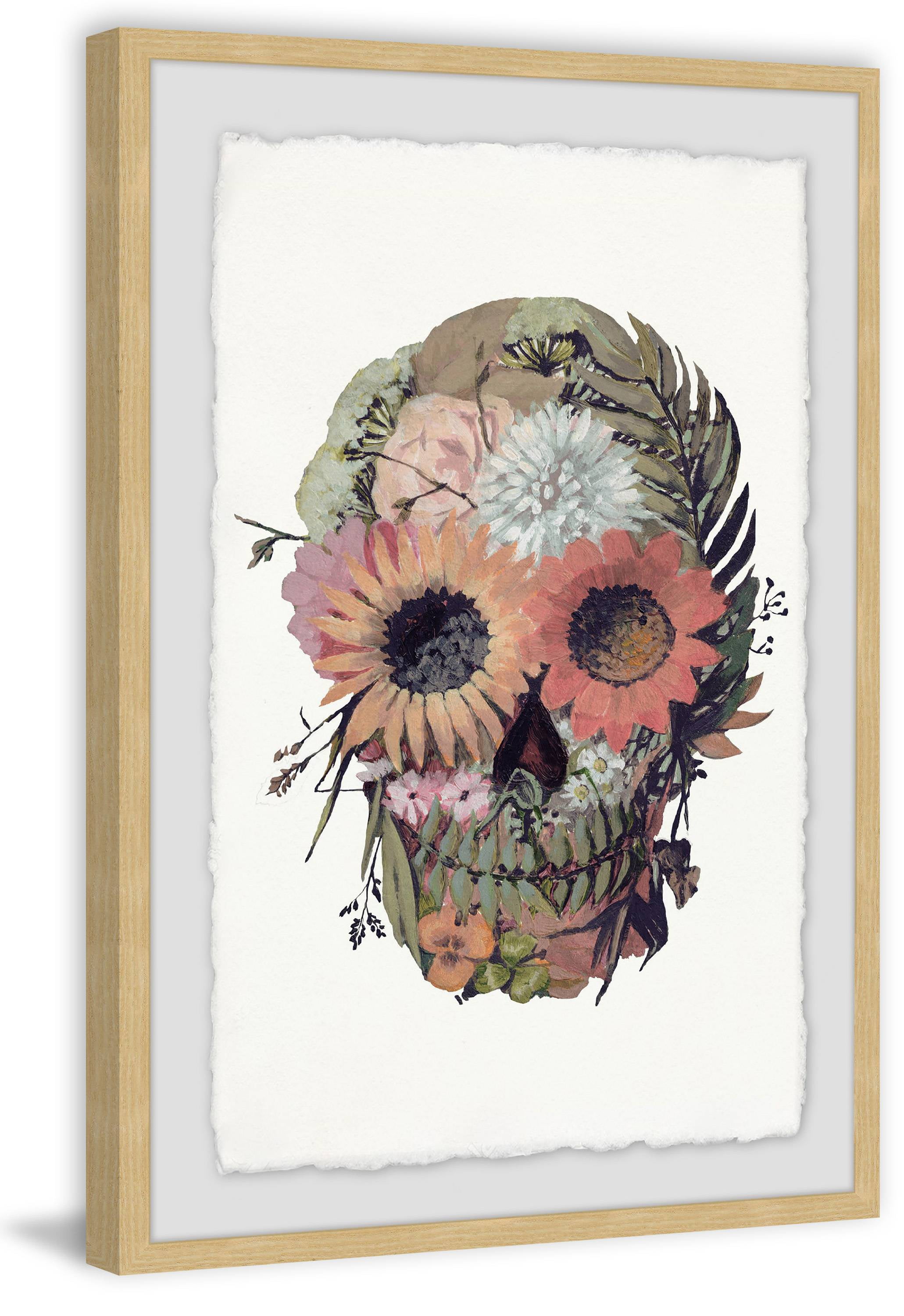 Floral Skull Framed Painting Print - Walmart.com