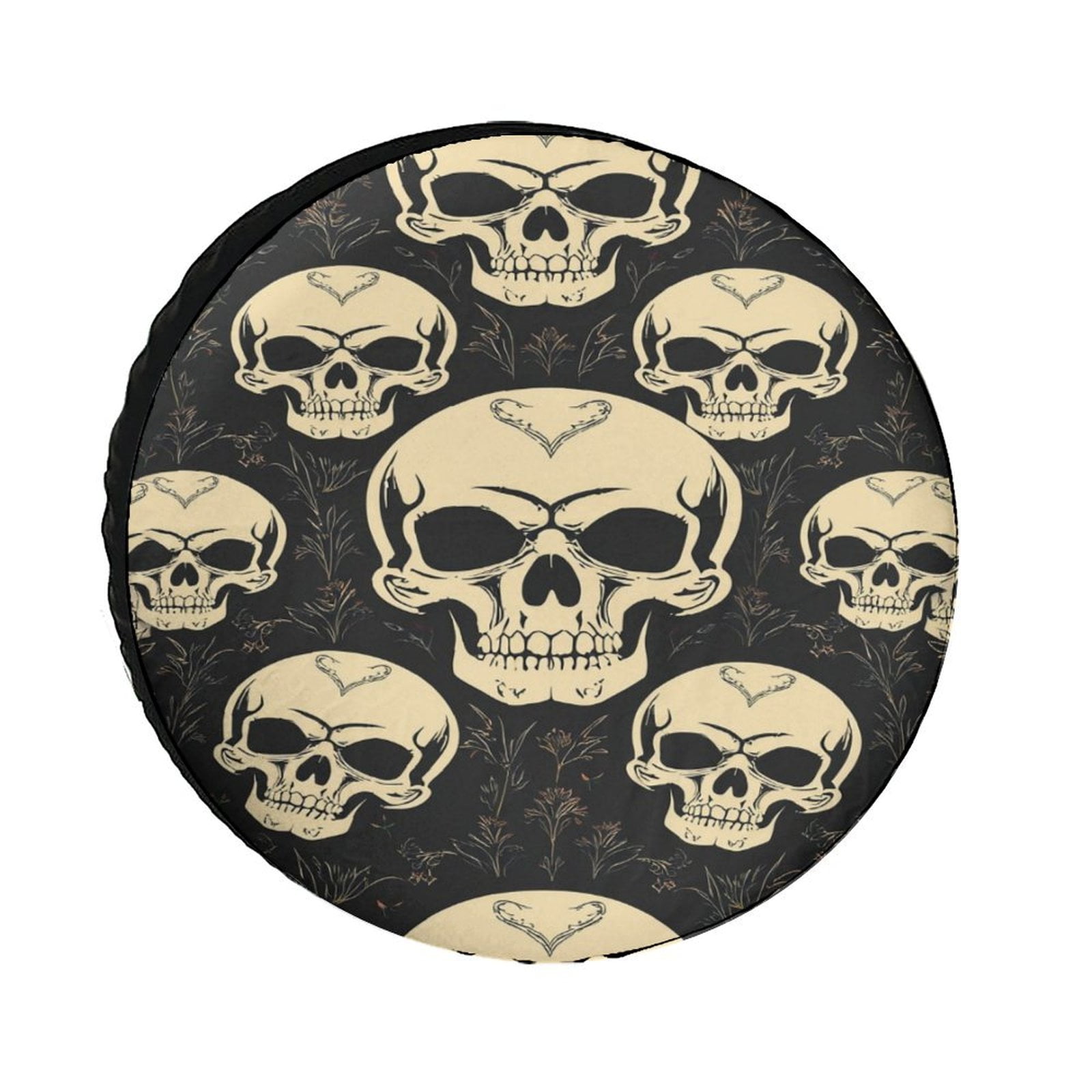 Floral Skull Pattern Background Design Spare Tire Cover Weatherproof ...