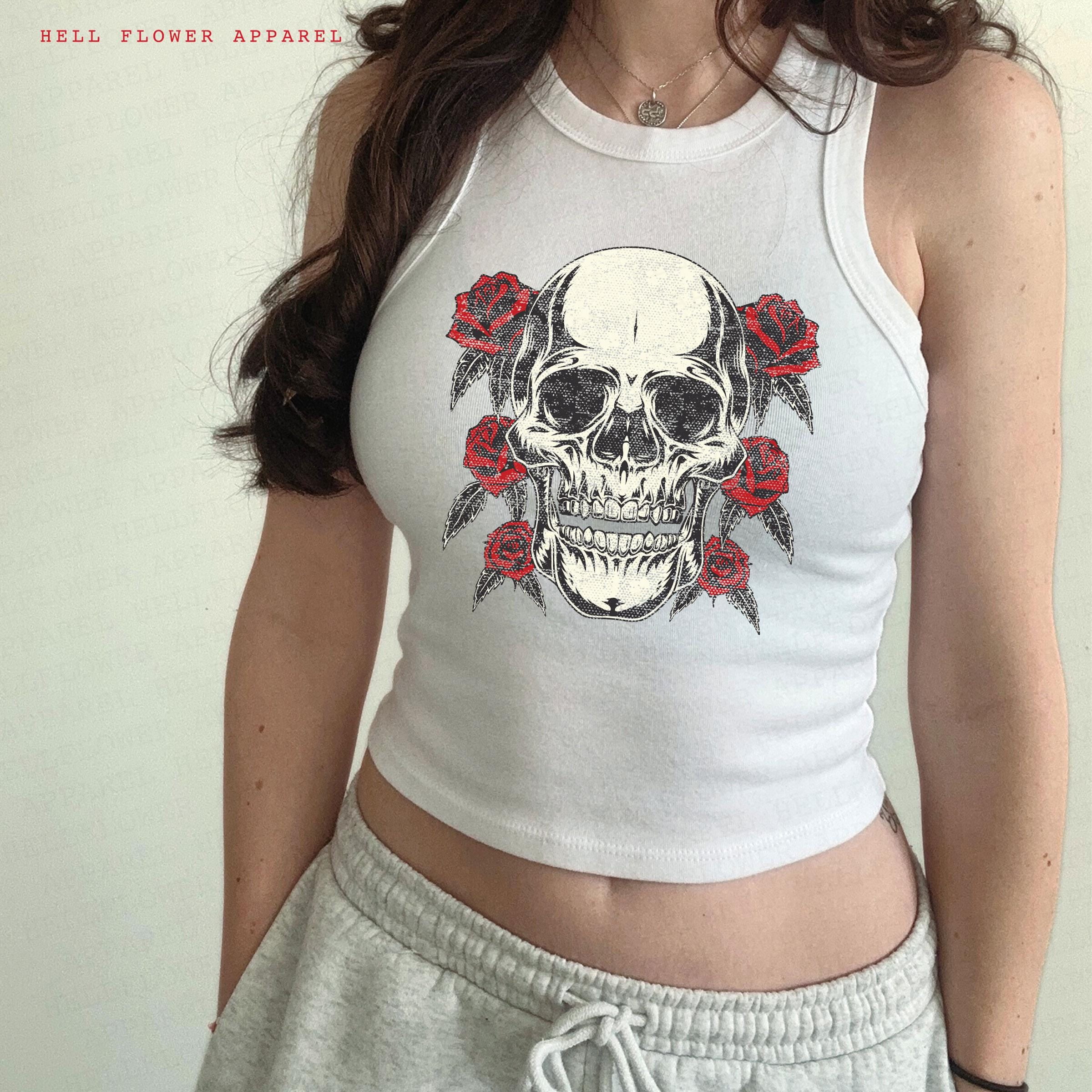 Floral Skull Racer Tank, Gothic Rocker Baby Tee - Walmart.com