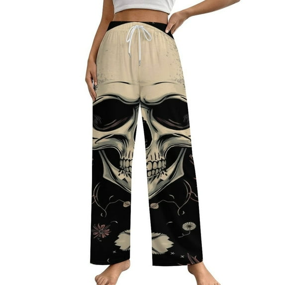 Floral Skull Seamless Pattern(4) Women's Pajama Pants Casual Trousers - Walmart.com
