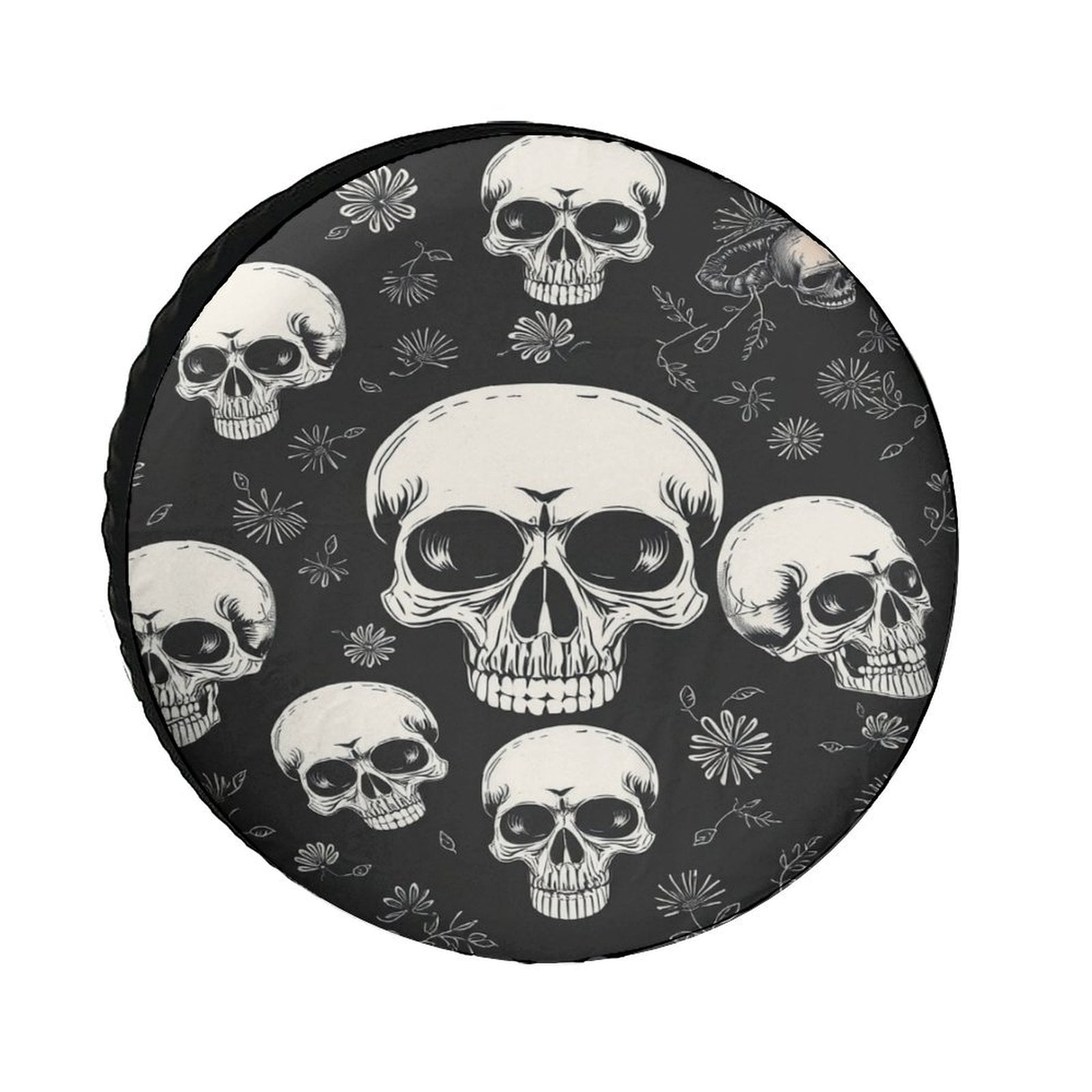 Floral Skull Seamless Pattern Spare Tire Cover Universal Wheel Tire ...