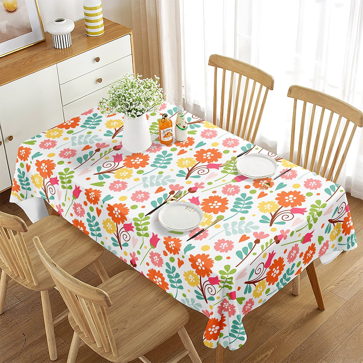 Floral Small Flower Tablecloth Flowers Leaves Little Fresh Aesthetic ...