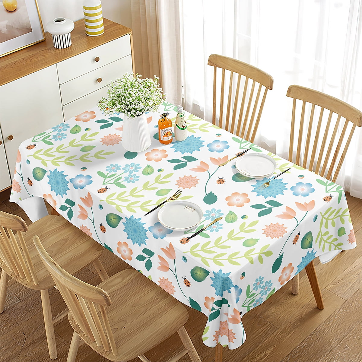 Floral Small Flower Tablecloth Flowers Leaves Little Fresh Aesthetic ...