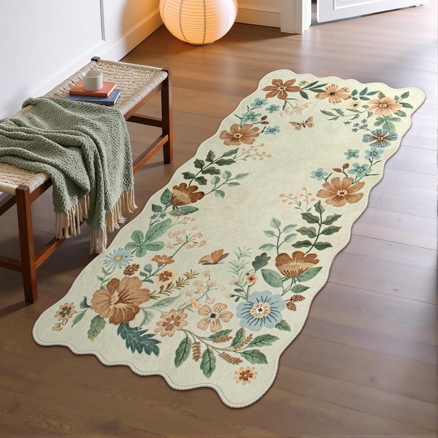 Floral Small Rug, 2x4 Kitchen Rugs Non Slip Washable Rug Ultra-Thin ...